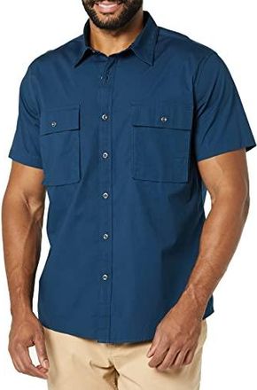 Amazon Essentials Chemise Utilitaire à Manches Courtes avec Deux Poches, Coupe ajustée Homme, Indigo, XXL Taille Tall