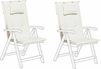 Beliani Beliani - Auflage f&uuml;r Gartenstuhl Cremewei&szlig; Polsterbezug 2er Set Gartenm&ouml;bel