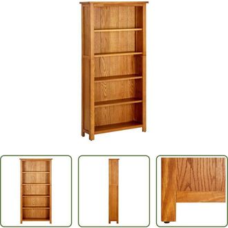vidaXL B&uuml;cherregal Eiche - B&uuml;cherregal 5 F&auml;cher 70x22x140 cm Massivholz Eiche