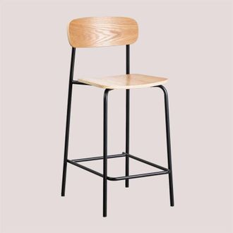 Sklum Sklum - Tabouret haut empilable Wilpier 65 cm en fer et bois Noir