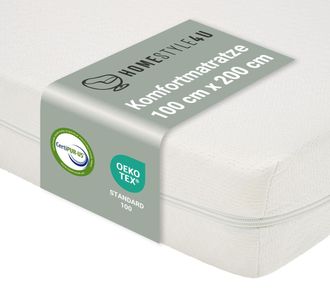 Homestyle4u Matratze 100x200 H2 mittelfest 10 cm hoch, Rollmatratze Schaumstoffmatratze Wei&szlig; Komfortschaum, Bezug waschbar | Artikel 3090