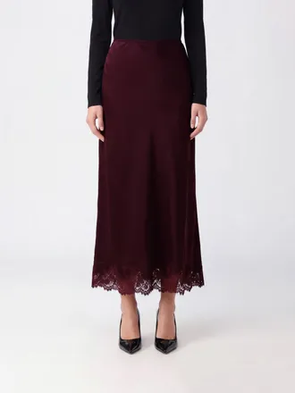 Rixo London Midi-Bleistiftrock von Rixo aus Satin mit hoher Taille und Spitzeneins&auml;tzen