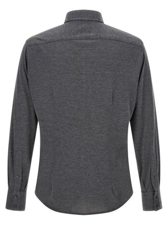 Brunello Cucinelli Silk-Cotton Jersey Shirt - Gray