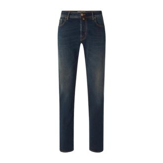 Jacob Cohen Jeans Scott denim d&eacute;lav&eacute; surteint beige jacron pied de coq Jacob Cohen Homme 3624 V1 - Homme - Jeans - Bleu - Taille: W34