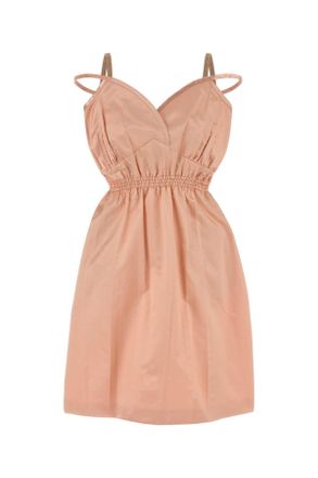 Miu Miu Sweetheart Neckline Cotton-Viscose Dress - Beige