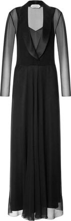 Alberta Ferretti Femme, Robes, Noir, Taille: 44 FR Longue Robe de Soir&eacute;e en Mousseline de Soie