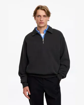 Arket Sweatshirt Aus Baumwolle Mit Kurzem Rei&szlig;verschluss -Blau