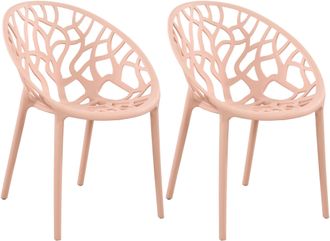 Clp Gartenstuhl 2er Set, stapelbar und wetterfest, modern mit Nicht verstellbaren Armlehnen, Gestell Kunststoff, Hope, Farbe:rosa