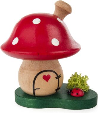 Dregeno Seiffen eG Räucherpilz Fliegenpilz (rot/Natur) mit Käfer auf Sockel