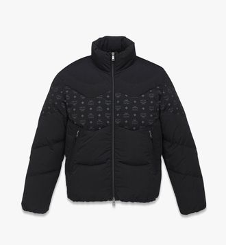 MCM Monogram Print Puffer Jacket in ECONYL BLACK NYLON