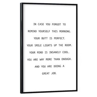 artboxONE Poster mit schwarzem Rahmen 30x20 cm Typografie In case - Bild Positive Mindset Positive