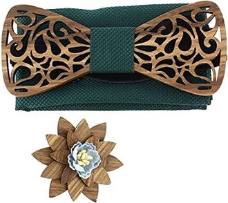 Tony & Paul Coffret noeud papillon. Volute, BOIS. Vert Bouteille - Paisley