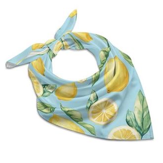 Generic Écharpe carrée en soie légère avec feuilles de citron, motif fruits tropicaux, foulard respirant pour cheveux, cadeau pour homme et femme, multicolore