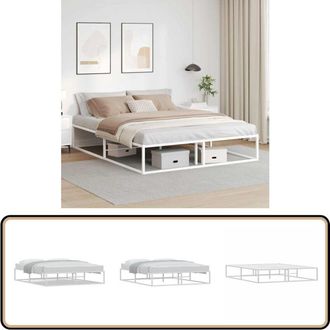 vidaXL Bettgestell ohne Matratze Wei&szlig; 160x200 cm Metall - Vidaxl