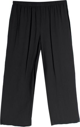 Eileen Fisher Black Pleated Wide Leg Trousers Size L