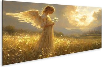 Islandburner Bild auf Leinwand EIN Engel in einem goldenen Feld bei Sonnenuntergang Bilder Wandbilder Poster