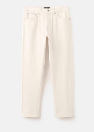 Mango Jean 100 % coton coupe regular cropped blanc cass&eacute; - Homme - 38 - MANGO MAN