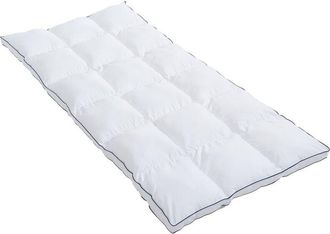 Vente-Unique Surconfort de matelas anti-acariens 1 place - 90x 190 cm - Enveloppe satin 120 fils/cm2 - garnissage 1000gr/m2 - Blanc passepoil bleu - prestigia de