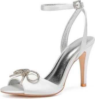 Generic Chaussures De Mariage À Talon Haut Sandales Élégant Bout Ouvert Sexy Mariée Dress Fête High Heels 10.5Cm,Ivoire,41 EU