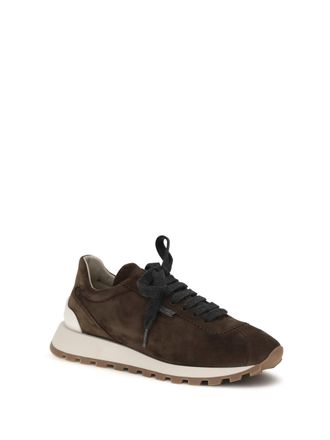 Brunello Cucinelli Womens Sneakers Runner Espresso Calf Leather Trainers