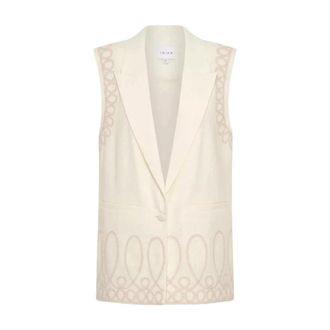 IXIAH Cremefarbene Weste mit &Auml;tzstickerei - - Suits - Damen - Wei&szlig; - L