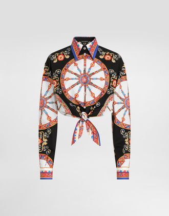 Dolce & Gabbana Hemd Aus Baumwollpopeline Mit Carretto-print - Frau Blusen Und Tops Mehrfarbig 36