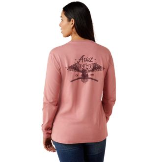 Ariat Womens Rebar Cotton Strong Flying Eagle Long Sleeve T-Shirt in Dusty Rose, Size X-Large, by Ariat