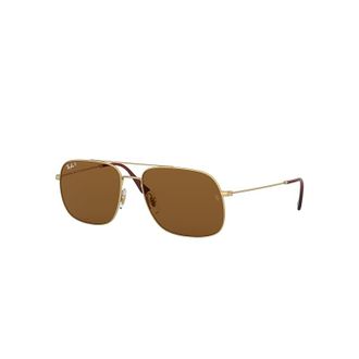 Ray-Ban Andrea Sonnenbrillen Gold Fassung Braun Glas Polarisiert 59-17