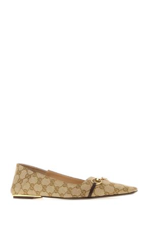Gucci Womens Vittoria Flat Beige Fabric