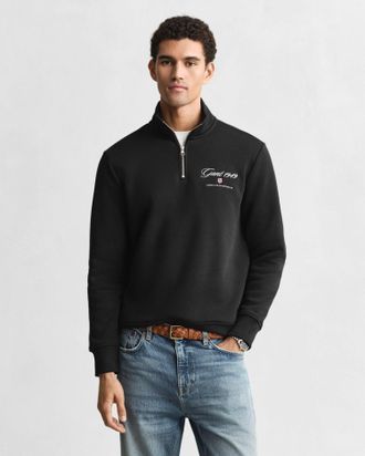 GANT Herren 1949 Graphic Sweatshirt mit Rei&szlig;verschlusskragen (XXXL) Schwarz