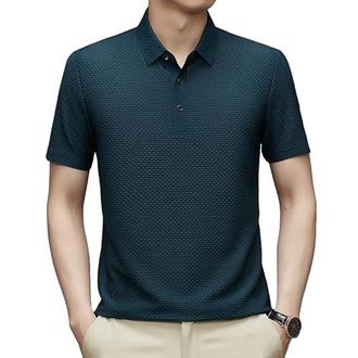 Generic Promptandia Chemise &agrave; manches courtes pour homme, respirante, confortable, confortable et cool en soie glac&eacute;e pour homme, vert fonc&eacute;, XXL