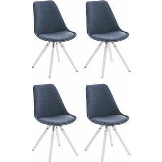 Clp 4er Set St&uuml;hle Pegleg Stoff Square blau wei&szlig;