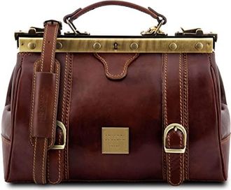 Tuscany Leather Monalisa Mallette infirmière rétro en cuir avec boucles Marron