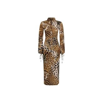 Roberto Cavalli Leopardenmuster-Midikleid - - Dresses - Damen - Mehrfarbig - XS