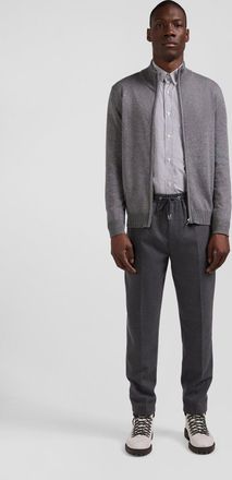 Eden Park Cardigan Zipp&eacute; En Laine Et Coton Uni Gris