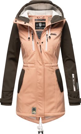 Marikoo Damen Softshelljacke (XS-3XL) mit Kapuze - Wasserabweisend, Fleece innen, Tasche am Arm, Mantel, Warme Jacke Frauen B614 (XS, Rosa-Anthr.)