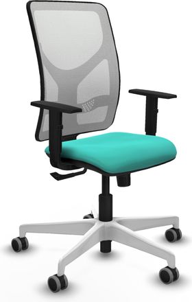 Piqueras y Crespo Schreibtischstuhl, T&uuml;rkis, mit 1D-Armlehnen, h&ouml;henverstellbare Lendenwirbelst&uuml;tze, ausgestattet mit 3 Positionen und Schneideschaum, Wei&szlig;/T&uuml;rkis