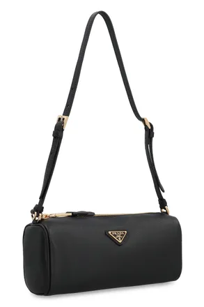 Prada Womens Pebbled Calfskin Shoulder Bag Black Calf