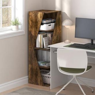 Furinno ECON B&uuml;cherregal, stapelbares 2-in-1-B&uuml;cherregal, 4-st&ouml;ckiges Eckregal mit Ablagefl&auml;che, f&uuml;r Wohnzimmer, Schlafzimmer, Homeoffice, Amber Pine