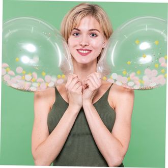 PartyKindom Metallisches Konfetti Streudeko Hellrosa Papier Kreise Runde Ballonfüllung für Hochzeit Geburtstag Partydekoration Vielseitig Einsetzbar Schimmernde F