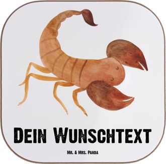 Mr. & Mrs. Panda Personalisierter Untersetzer Sternzeichen Skorpion - Personalisierte Geschenke, Geburtstag Oktober, Bedrucken, Skorpione, Geschenk November, Kerze, Gl