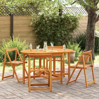 vidaXL Vidaxl - Table de Jardin Pliant 5 pcs Marron 110 x 60 x 72 cm