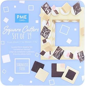 PME Vierkantschneider aus Edelstahl, Satz mit 19 Teilen