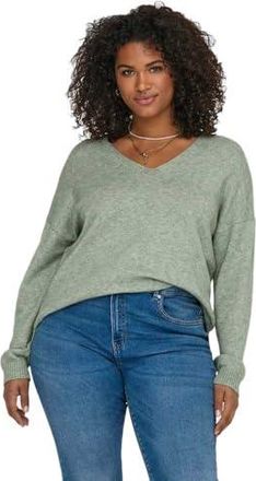 Only Carmakoma Only Carmakoma Carmargareta Ls KNT Noos Pull pour Femme, Basil/D&eacute;tail : m&eacute;lang&eacute;, 44-46 Grande Taille
