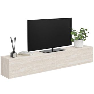 IDMarket TV-M&ouml;bel 180 cm h&auml;ngend Elio 2 Holzt&uuml;ren Travertin-Effekt