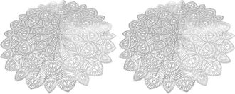 Valiclud 2 St&uuml;ck PVC Tischsets mit Pfauenmuster Hitzebest&auml;ndig und rutschfest Dekorative Tischunterlage in Seidenglanz Silber f&uuml;r K&uuml;che und Esszimmer