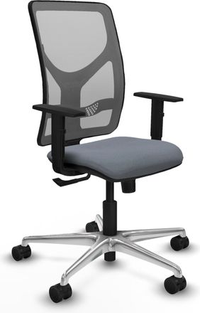 Piqueras y Crespo Grauer Schreibtischstuhl mit 1D-Armlehnen, h&ouml;henverstellbare Lendenwirbelst&uuml;tze. Ausgestattet mit 3 Positionen und Schneidschaum. Mit Rollen von 65 mm