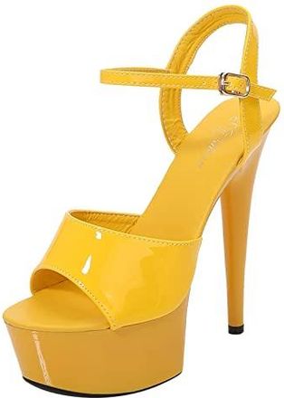 Generic Sandales à talons hauts pour femme - Talons hauts - Talons fins - Plateforme sexy - Sandales à talons hauts - Chaussures tendance pour femme - Petites