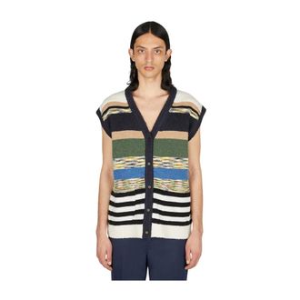 Soulland Gestreifter &auml;rmelloser Cardigan - - Knitwear - Herren - Mehrfarbig - L