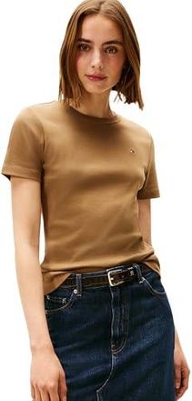 Tommy Hilfiger T-Shirt Manches Courtes Femme Slim Cody Col Ras-du-Cou, Marron (Hunter Brown), XL